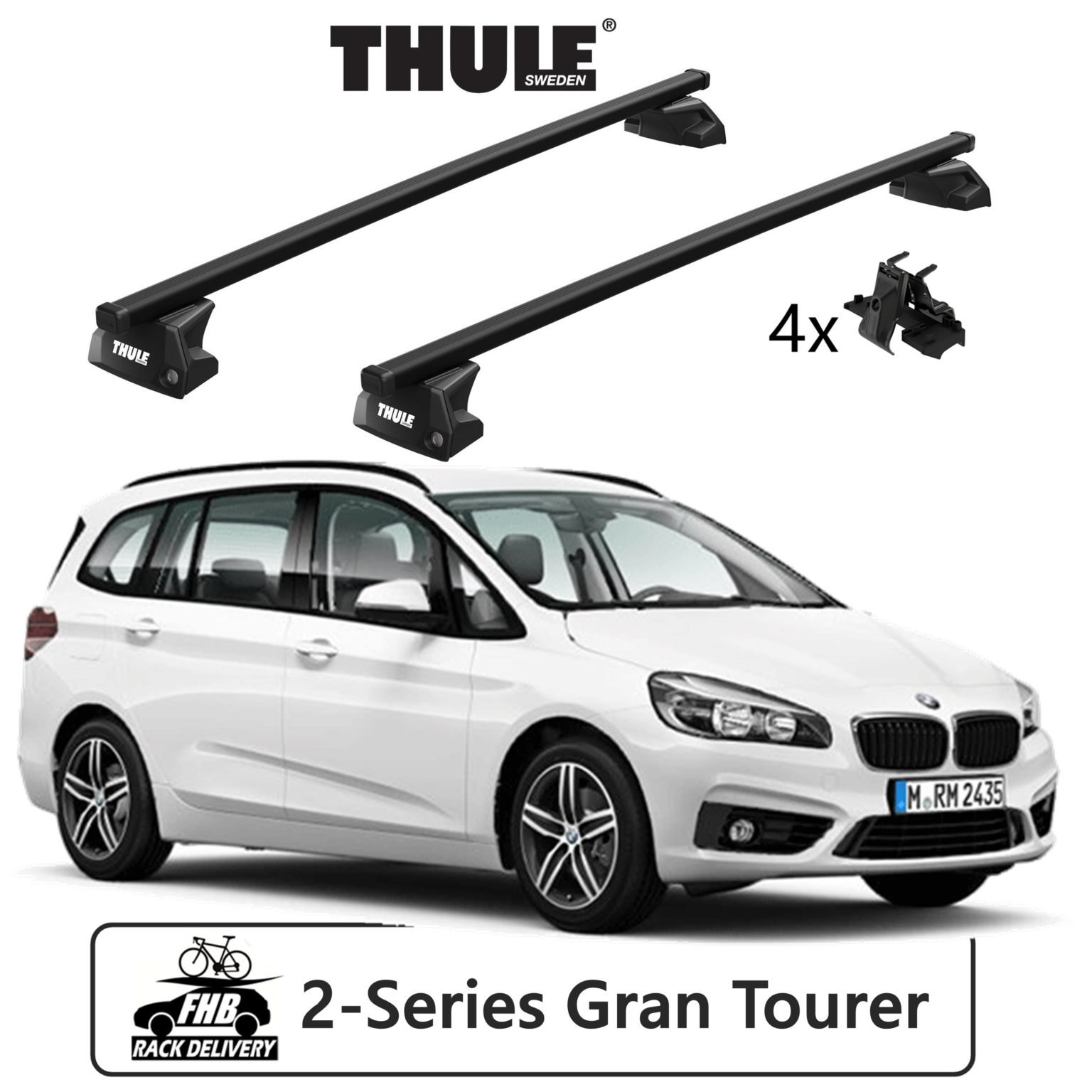 Rack Thule SquareBar Evo Flush Rail 7106 para BMW 2-Series Gran Tourer ...