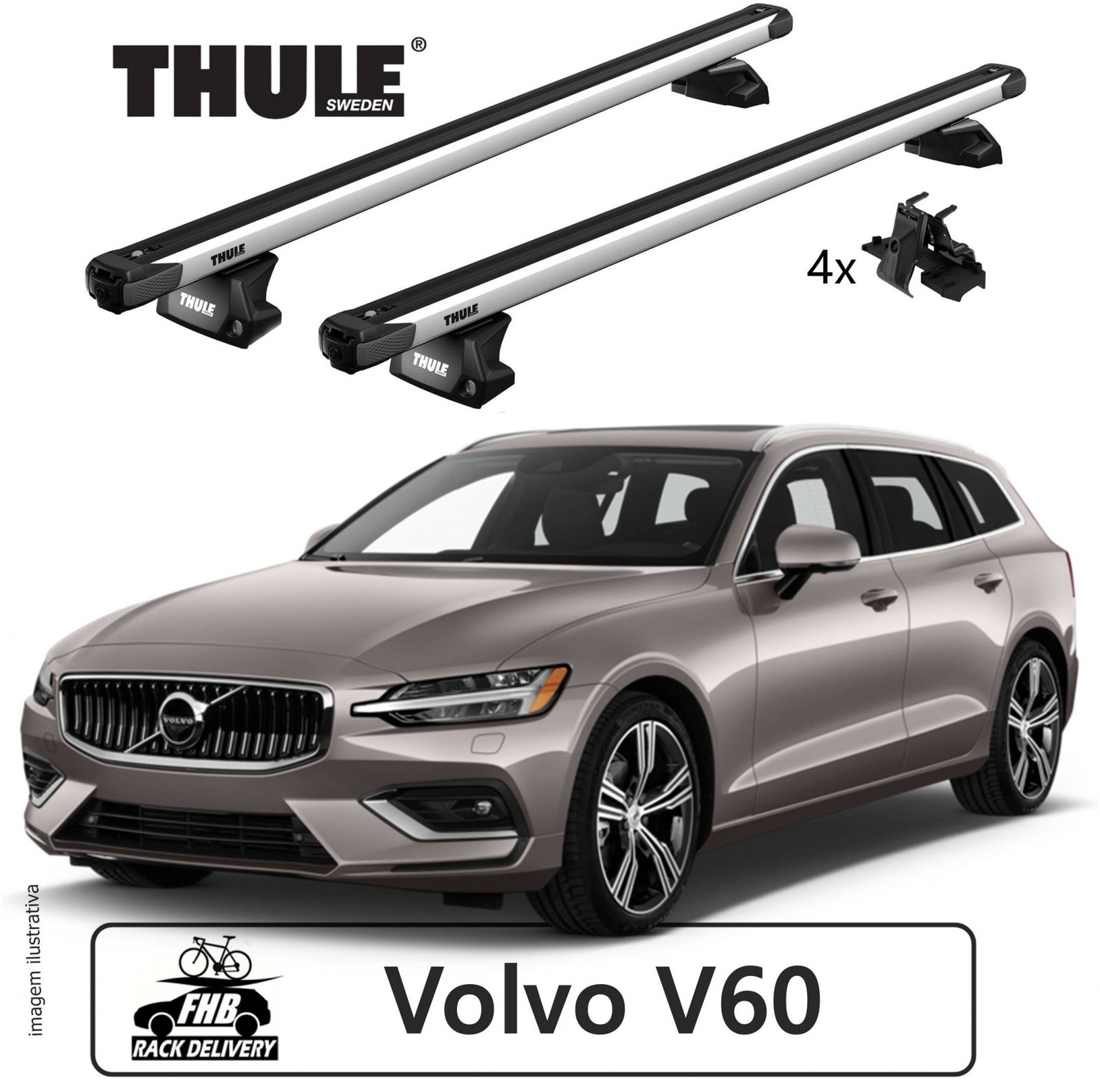Início / Loja / PREMIUM / Rack Thule Evo SlideBar para Volvo V60 2019